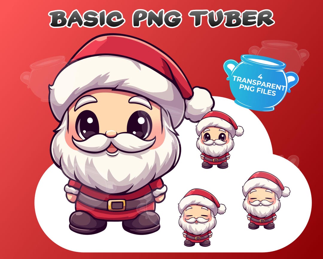Basic Pngtuber Santa Claus, 4 Transparent Pngs, Animated Kawaii Santa ...