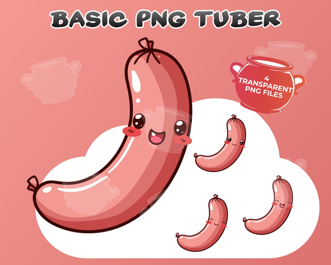 Basic Pngtuber Sausage, 4 Transparent Pngs, Animated Kawaii Pink Hot ...