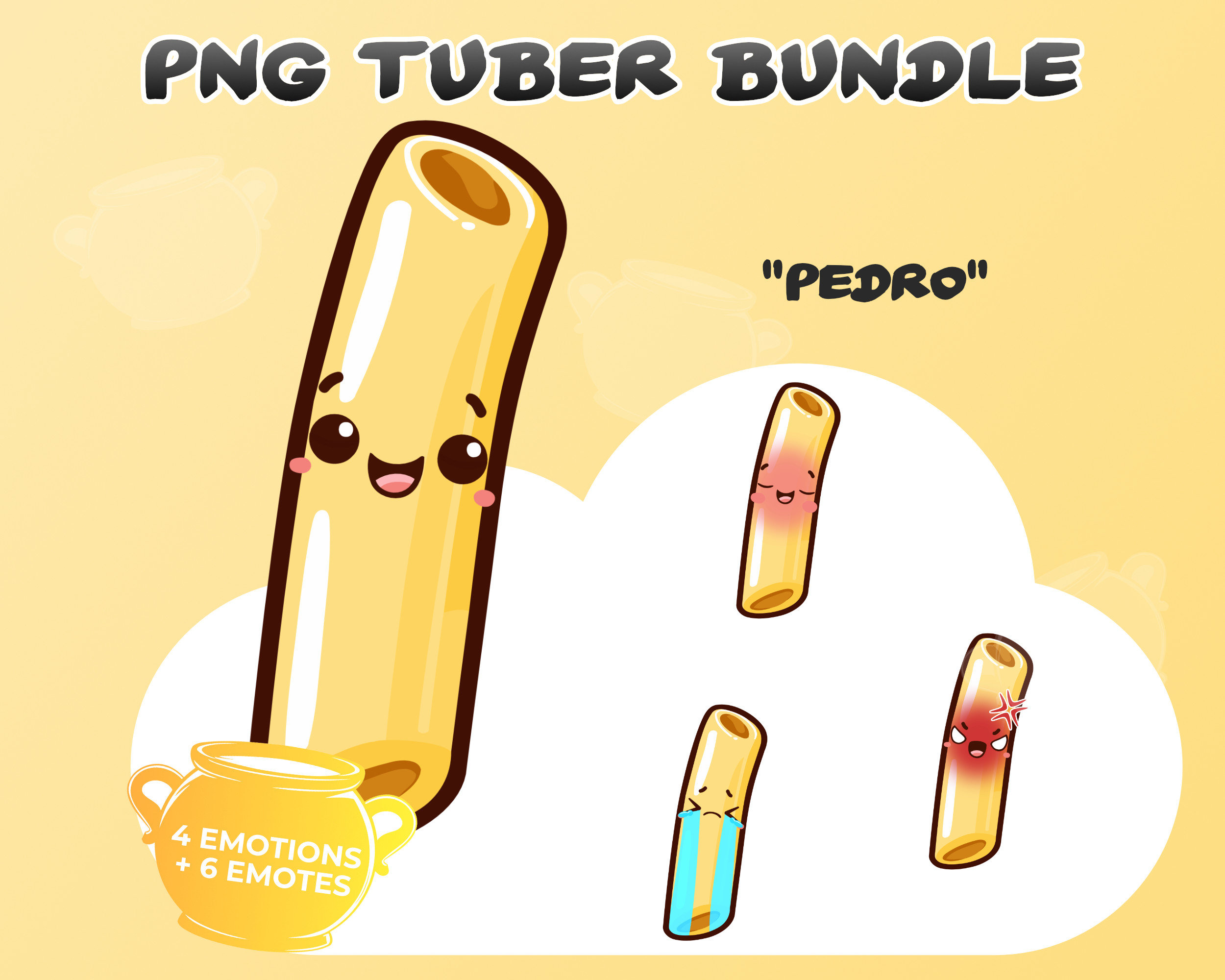 Pngtuber Bundle Pedro the Pasta, With Emote Pack, Animated Kawaii ...