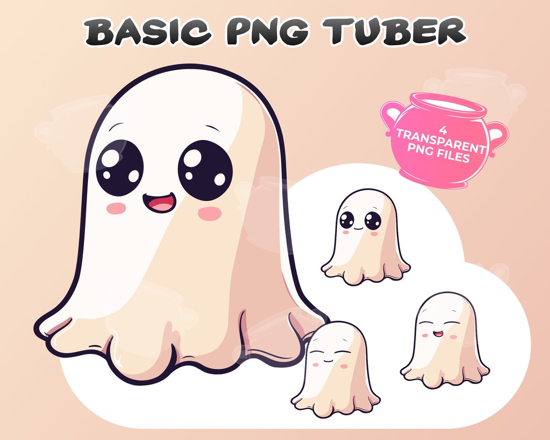 Basic Pngtuber Ghost, 4 Transparent Pngs, Animated Kawaii Halloween ...