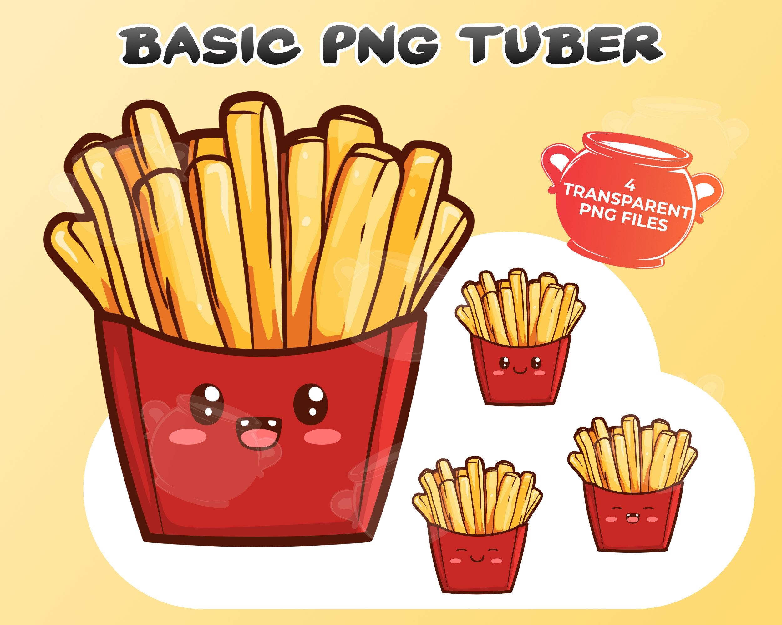Basic Pngtuber Fries, 4 Transparent Pngs, Animated Kawaii French Fries ...