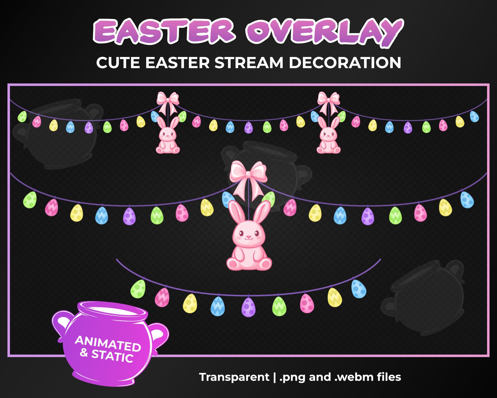 Animated Easter Lights Stream Overlays, Transparent Stream Decoration ...