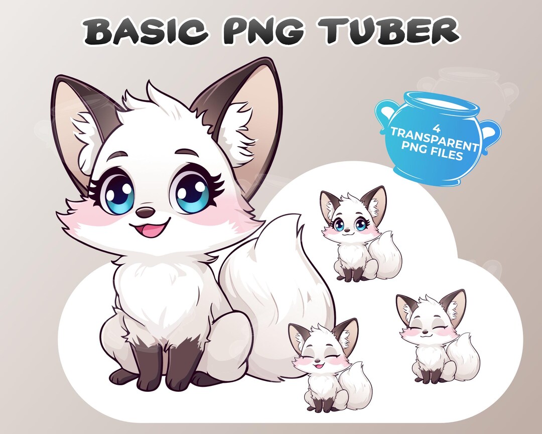 Basic Pngtuber White Fox Girl, 4 Transparent Pngs, Animated Arctic Fox ...