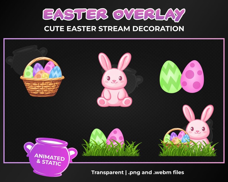 Animated Easter Lights Stream Overlays, Transparent Stream Decoration ...