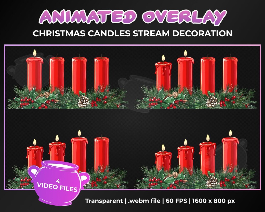 Animated Christmas Candles Stream Decoration Overlay, Advent Wreath ...
