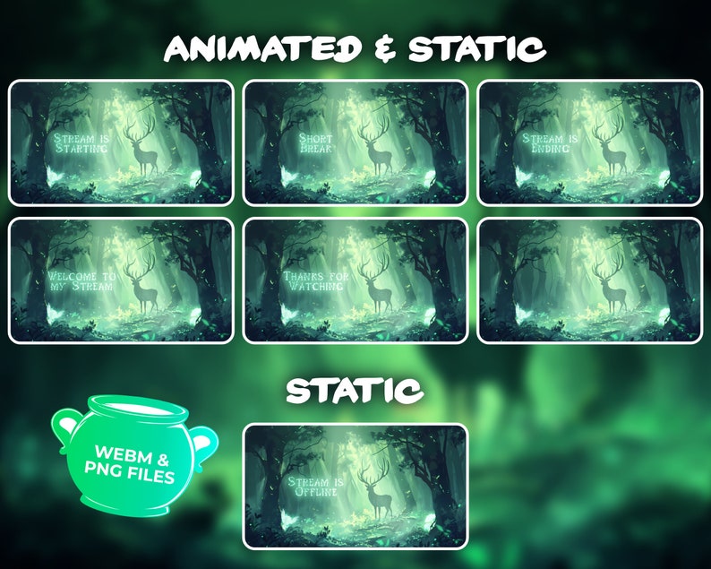 Animated Glowing Magical Forest Stream Screens, Streaming Scenes ...