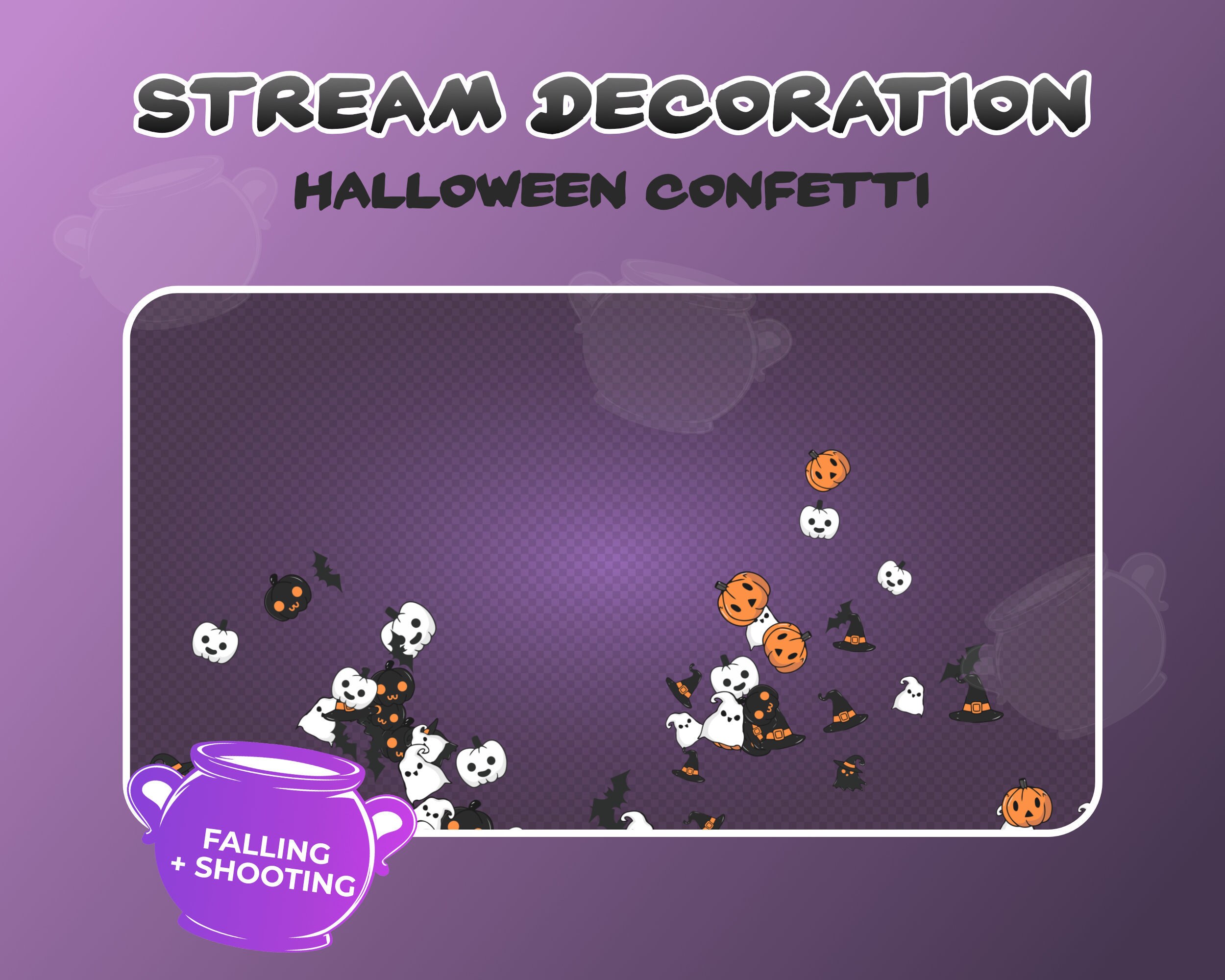 Animated Halloween Confetti Stream Decoration Overlay, Confetti Shower and Cannon Transparent ...
