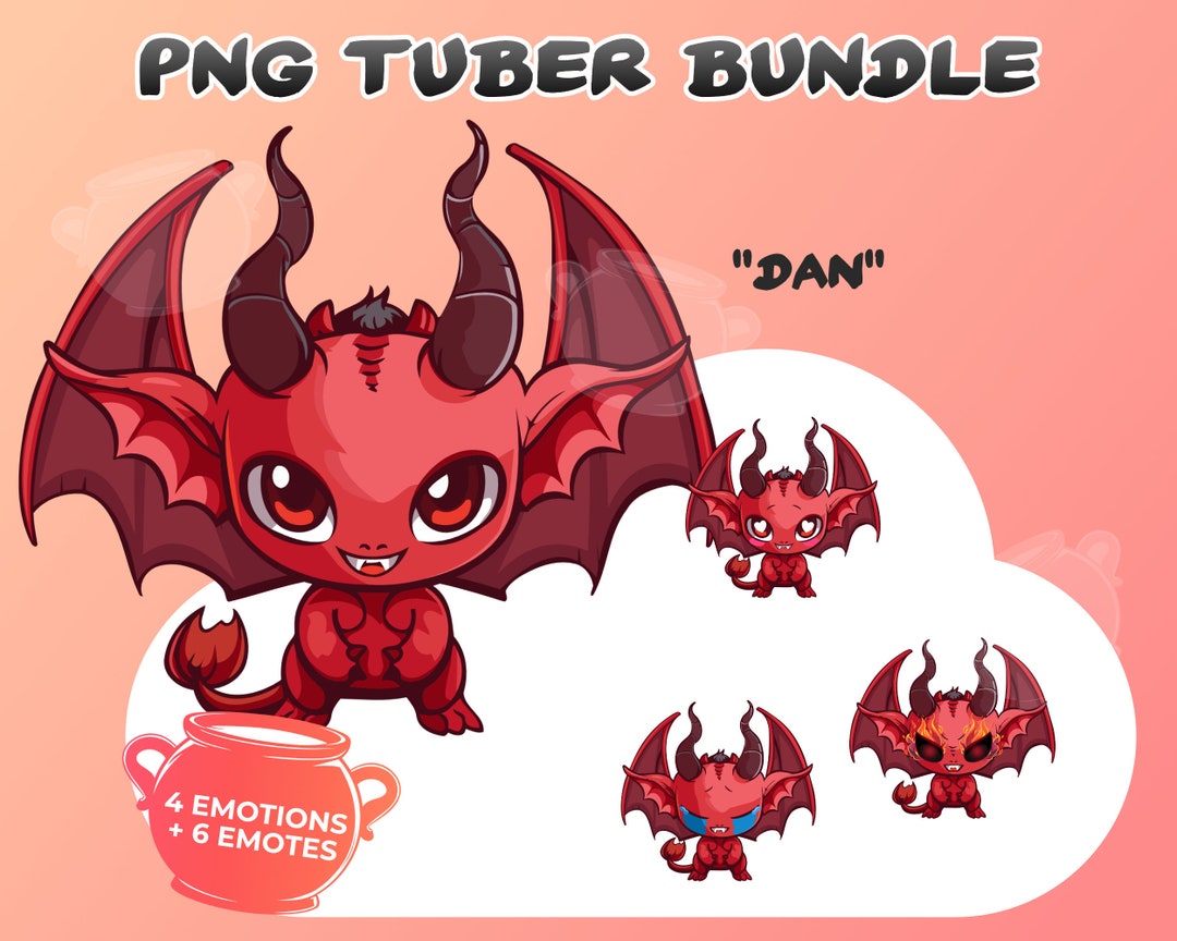 Pngtuber Bundle Dan the Red Demon, With Emote Pack, Animated Kawaii ...