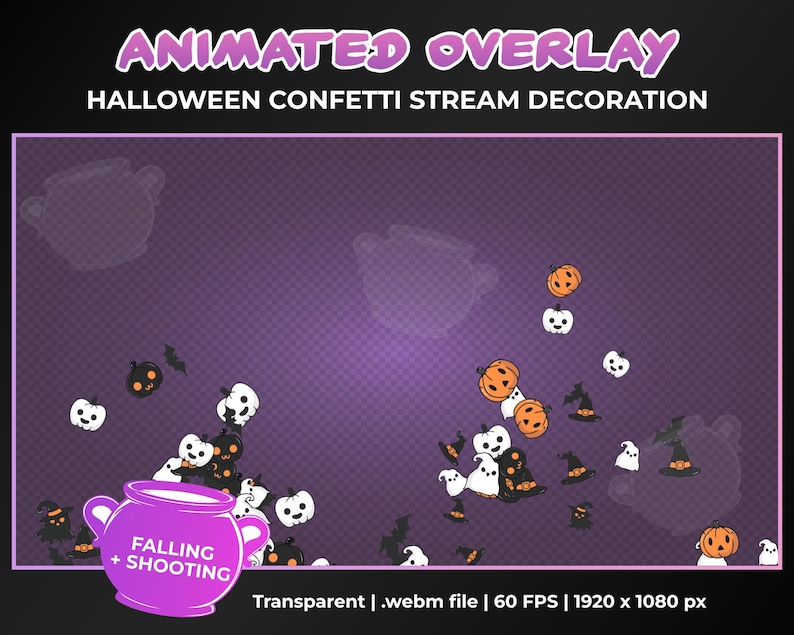Animated Halloween Confetti Stream Decoration Overlay, Confetti Shower ...