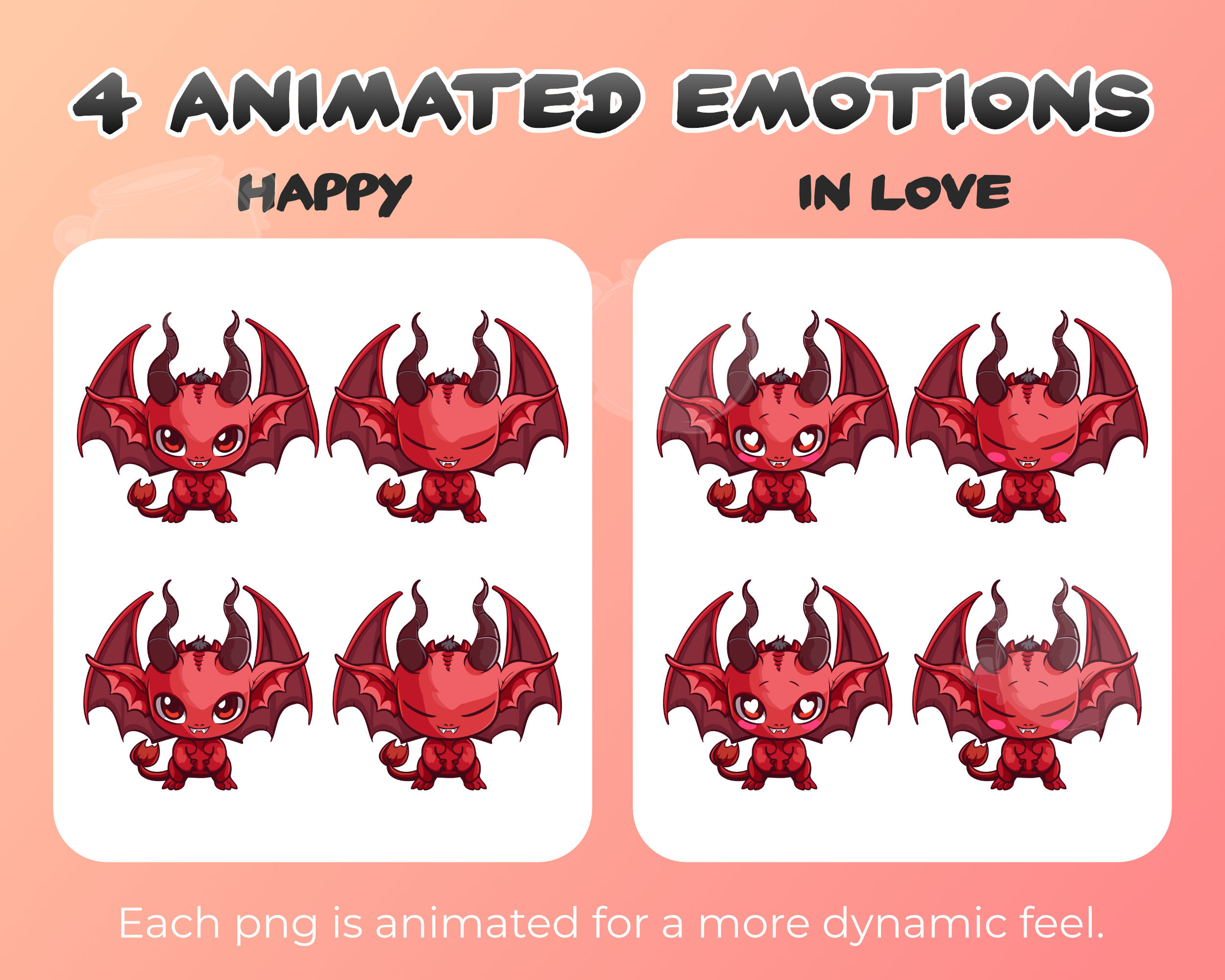 Pngtuber Bundle Dan the Red Demon, With Emote Pack, Animated Kawaii ...