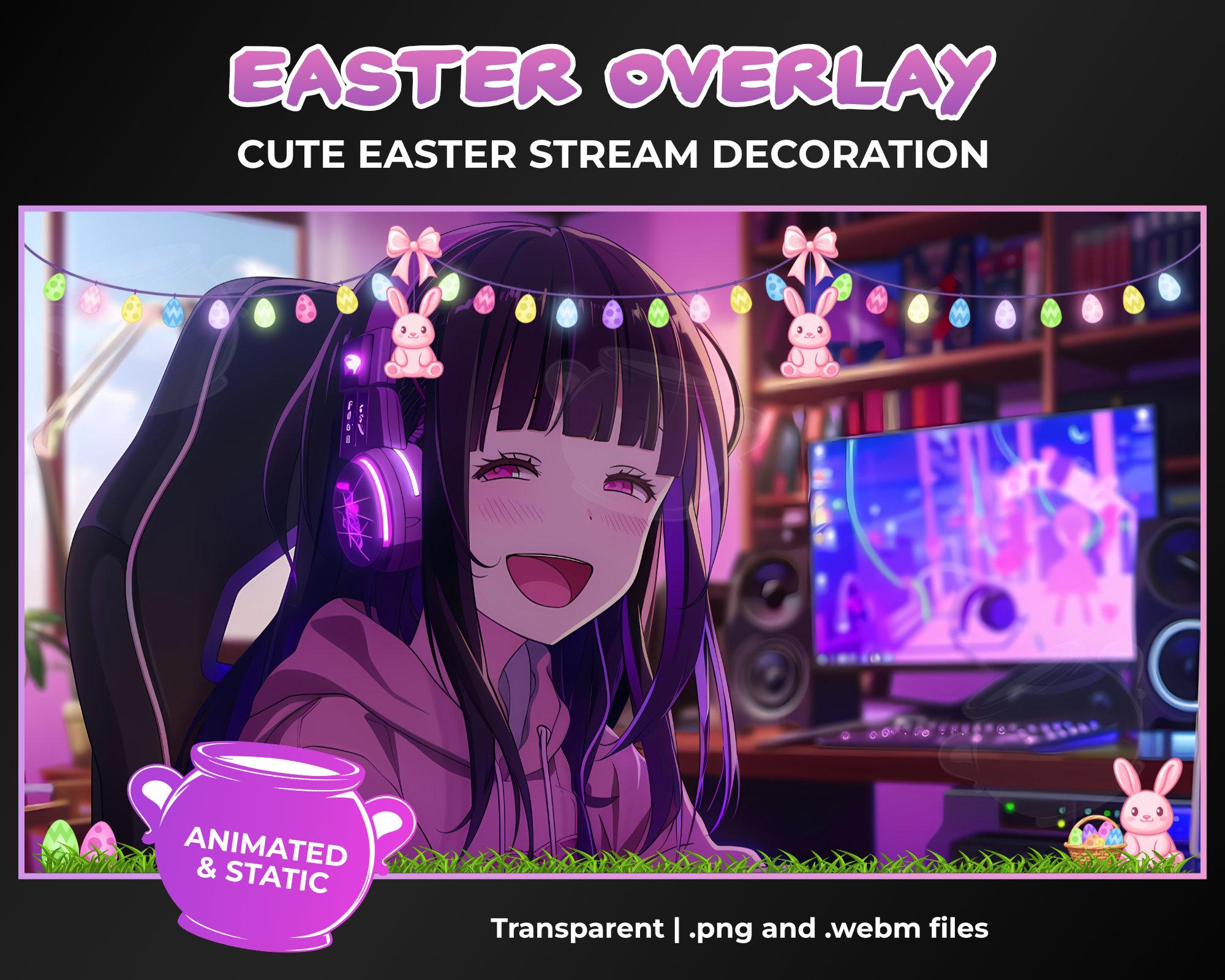 Animated Easter Lights Stream Overlays, Transparent Stream Decoration ...