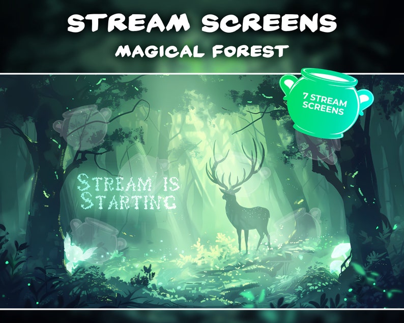 Animated Glowing Magical Forest Stream Screens, Streaming Scenes ...