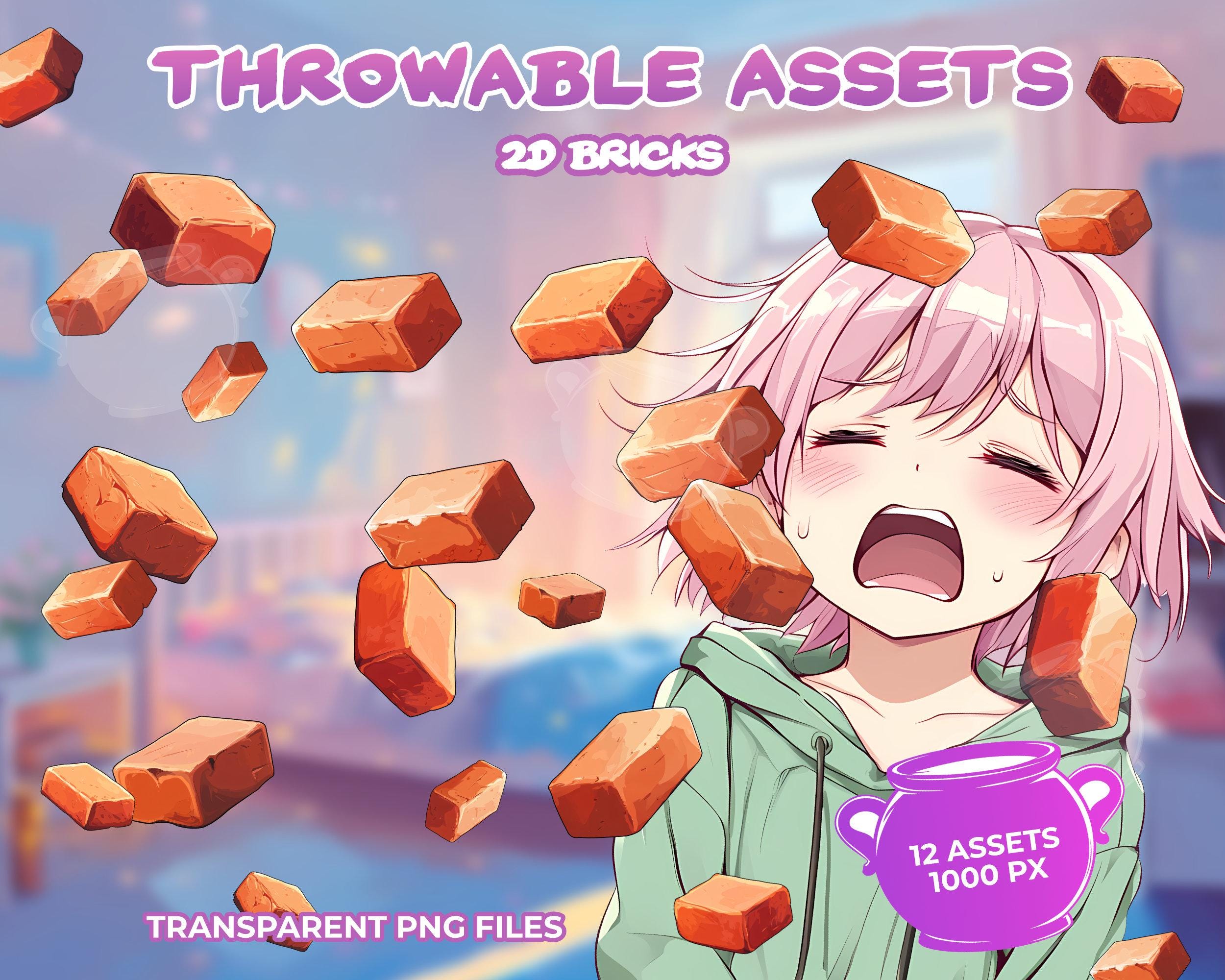 Throwable Bricks | Vtuber Assets | Bundle of 12x 2D PNG | Transparent ...