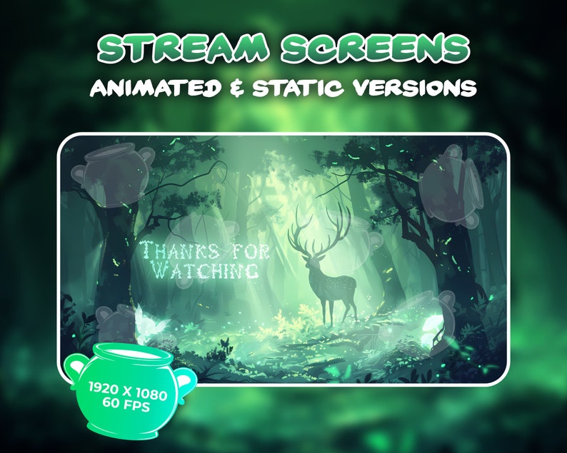 Animated Glowing Magical Forest Stream Screens, Streaming Scenes ...