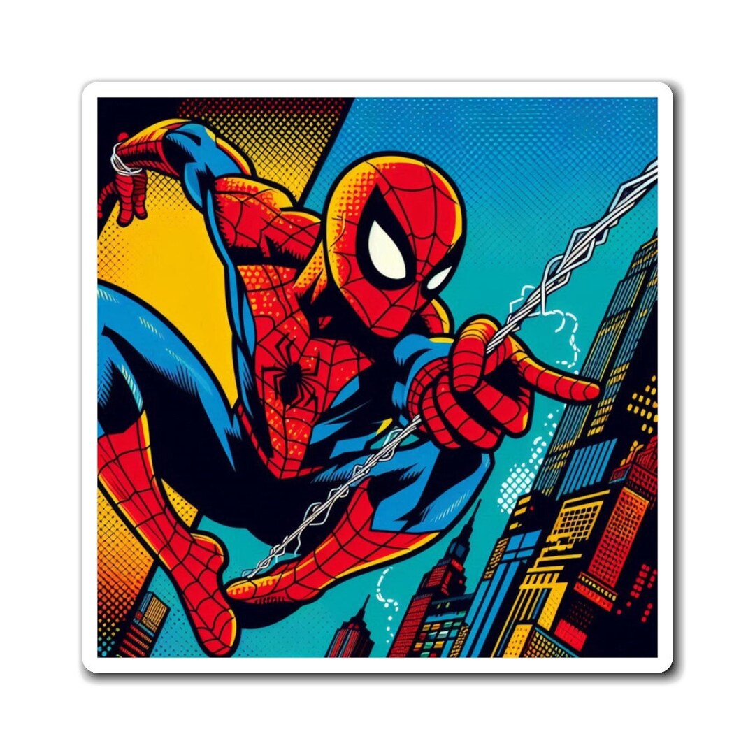 Pop Art Spider-man Magnet, Fridge Decor, Superhero Gift, Colorful ...