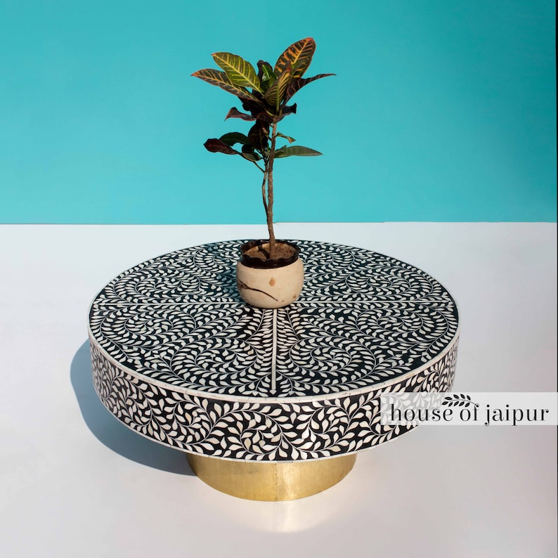 Bone Inlay Coffee Table, Round Bone Inlay Coffee Table - Etsy