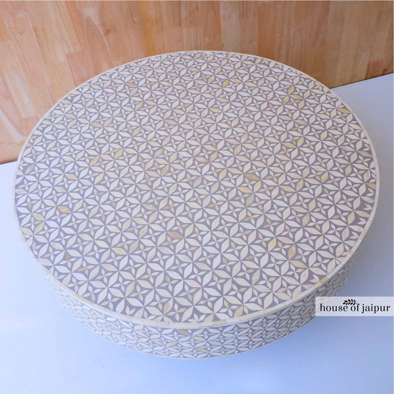 Bone Inlay Coffee Table, Round Bone Inlay Coffee Table - Etsy