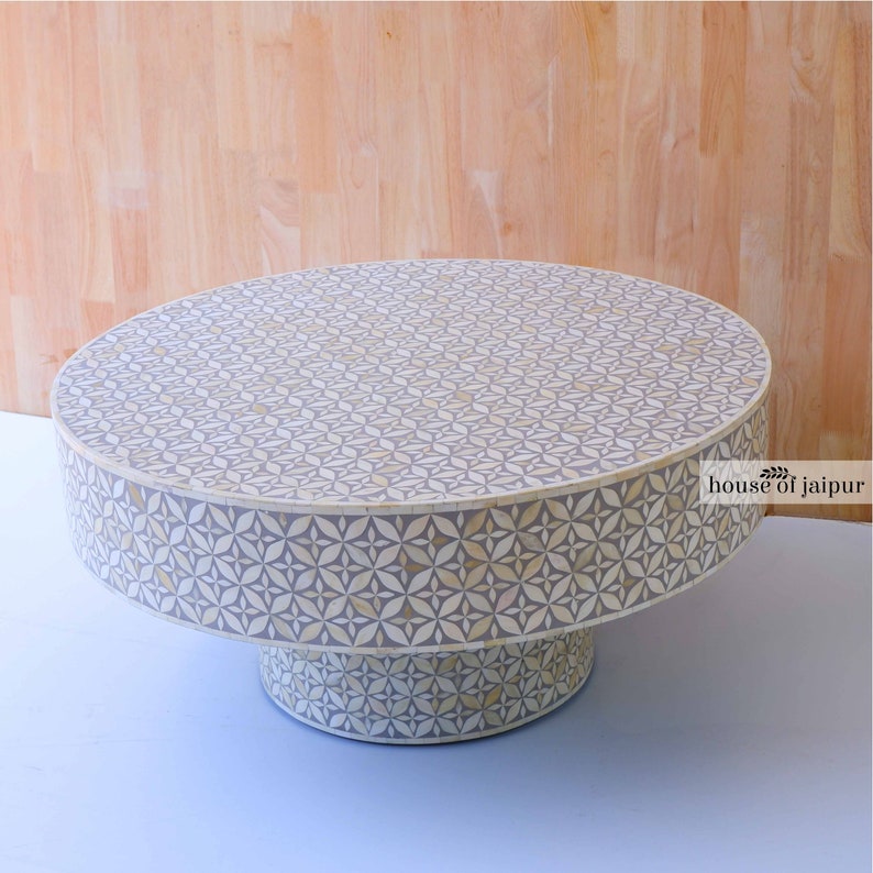 Bone Inlay Coffee Table, Round Bone Inlay Coffee Table - Etsy