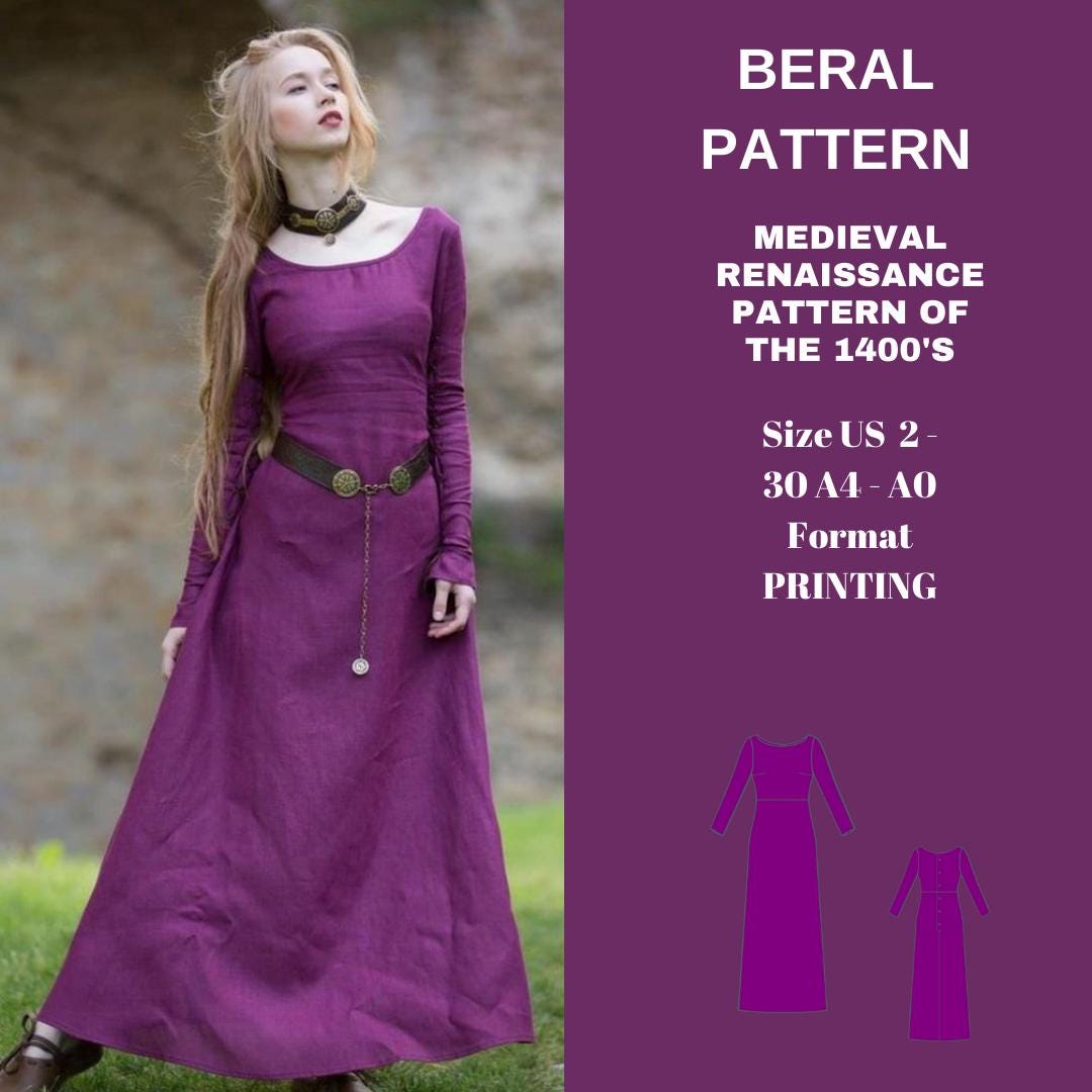 Dress Model of the 1400s|renaissance,medieval Dress|celtic Dress|a0 A4 ...