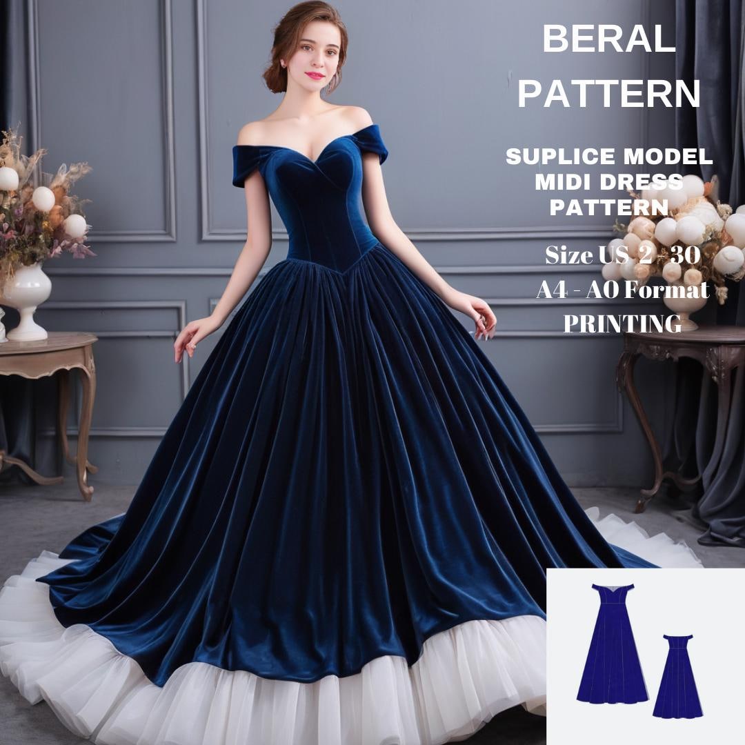 Wedding, Engagement, Prom, Graduation Dress Sewing Pattern | A0 A4 US ...