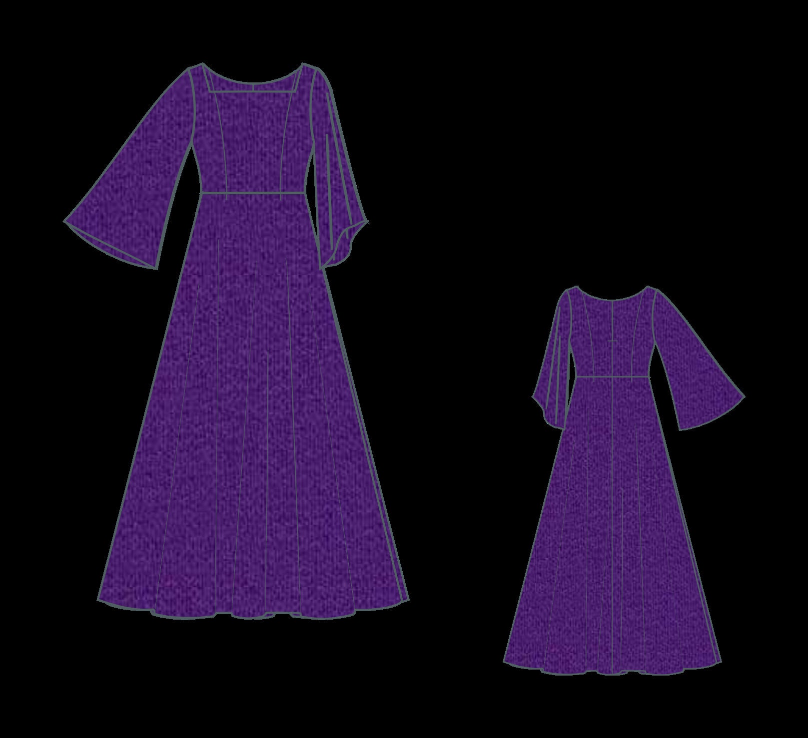Purple Renaissance Dress With Wide Sleeves|renaissance Dress Pattern|a0 ...