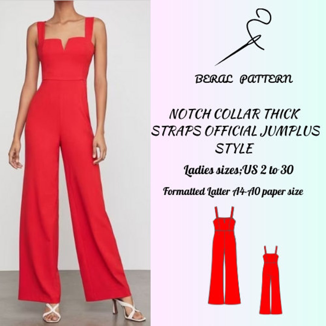 Red Paddy Collar Jumpsuit| Overalls Pattern|summer Jumpsuit|a0 A4 US ...