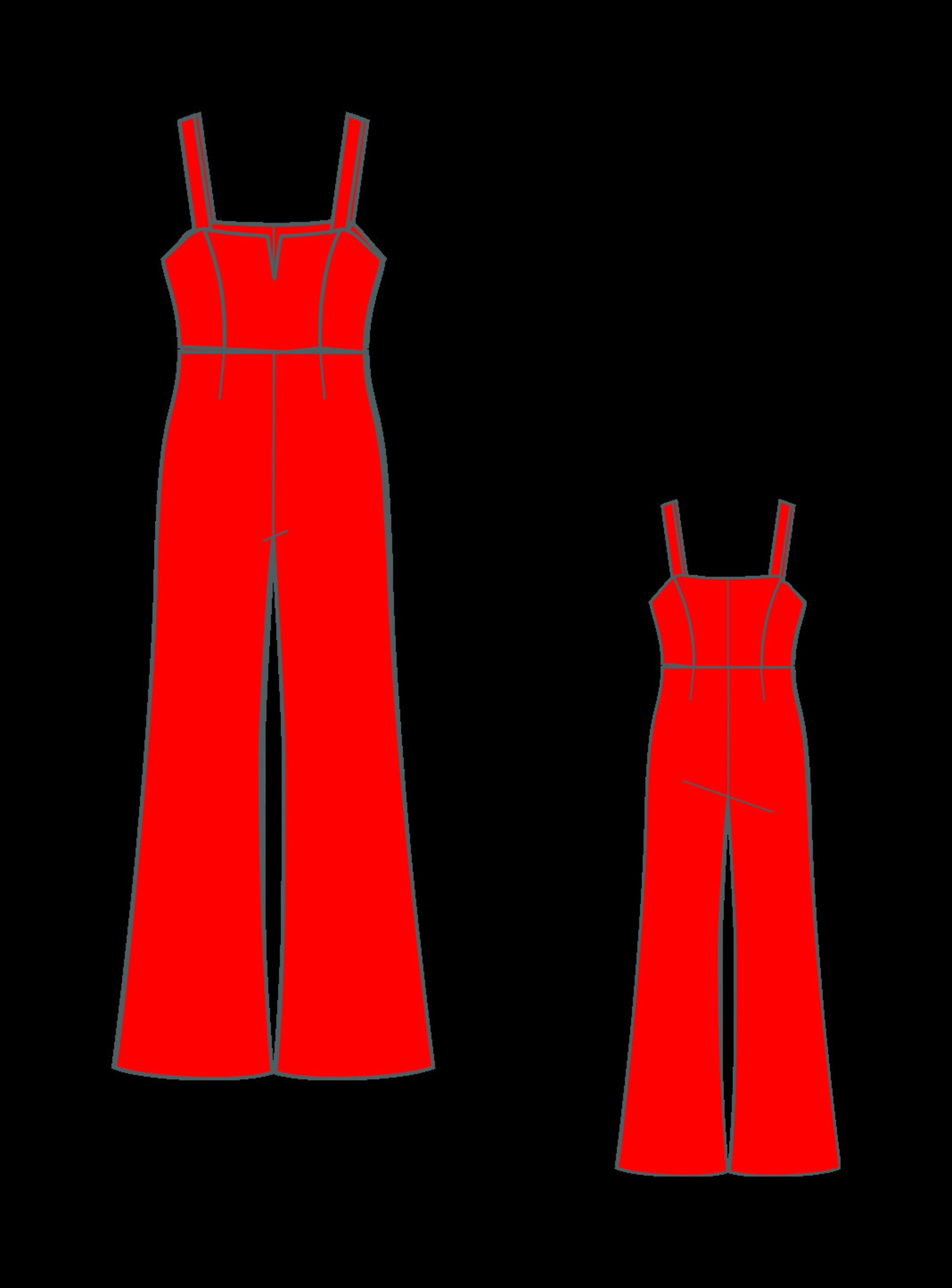 Red Paddy Collar Jumpsuit| Overalls Pattern|summer Jumpsuit|a0 A4 US ...