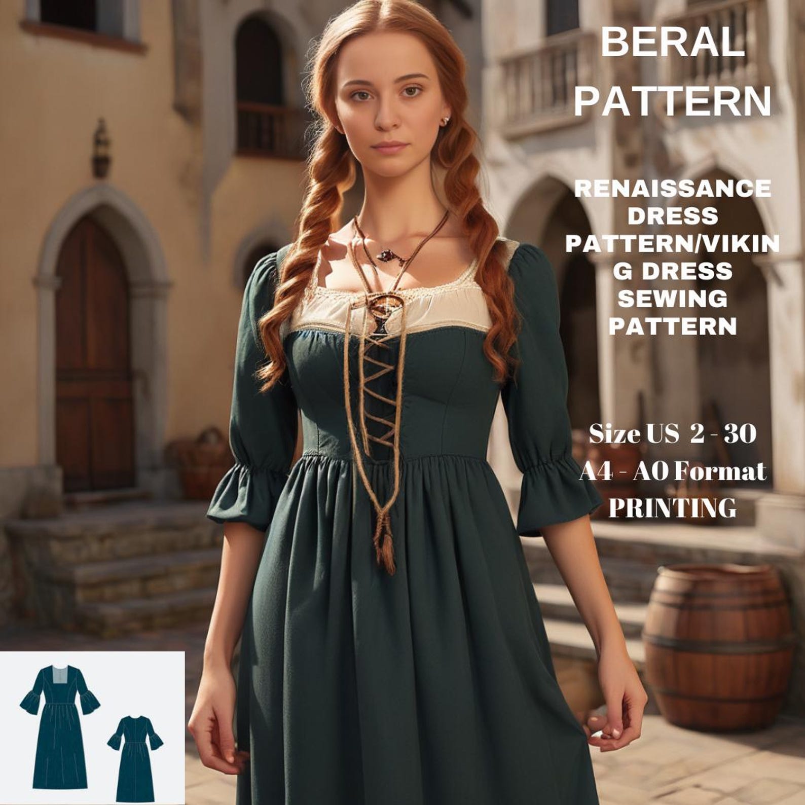 Dress Model of the 1400s|renaissance,medieval Dress|celtic Dress|a0 A4 ...