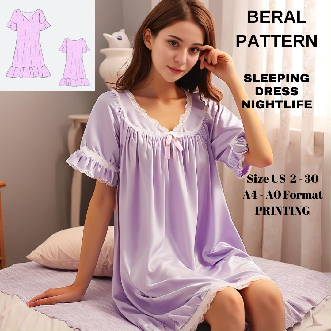 Sleeping Dress Night Dress Cotton Nightgown Model|a0 A4 USA Second| US ...