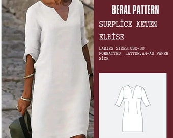 Linen Mini Dress Sewing Pattern Digital Sewing Pattern PDF Dress ...