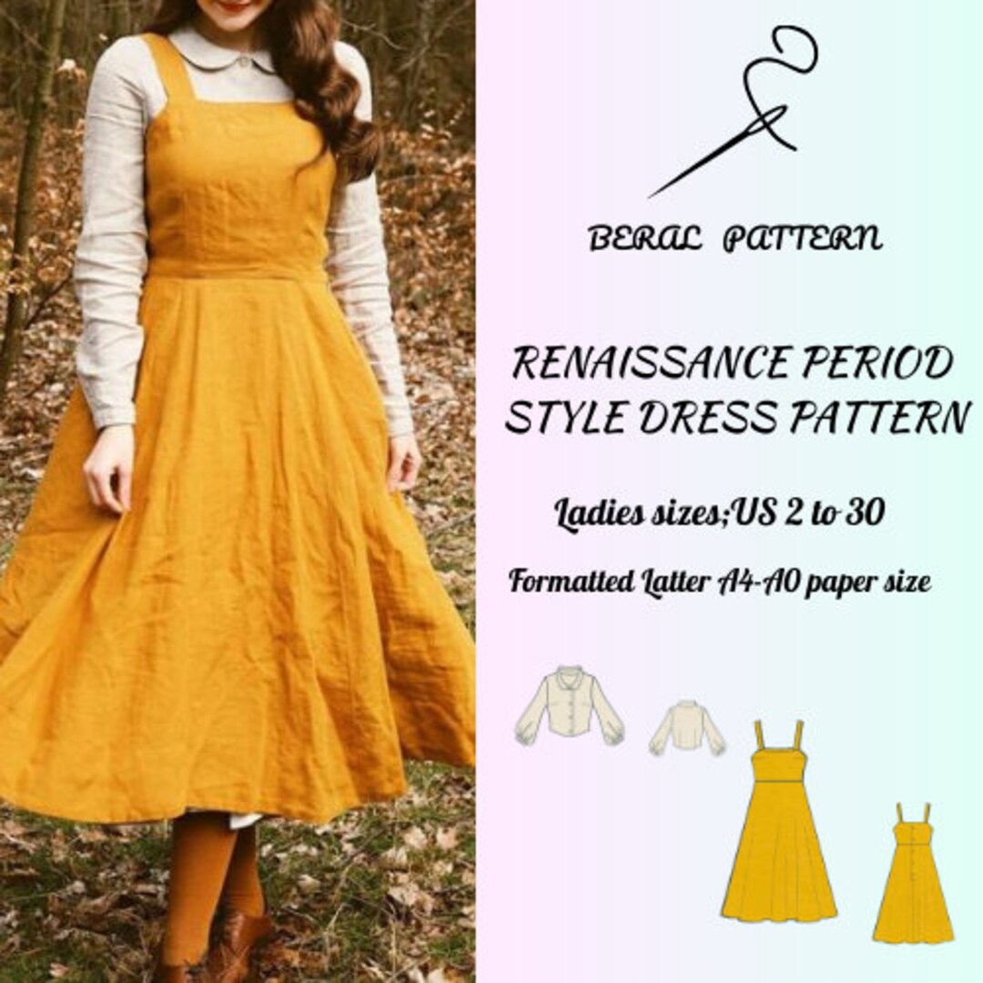 Renaissance Style Double Setrenaissance Dress Patterna0 A4 US Latter US ...