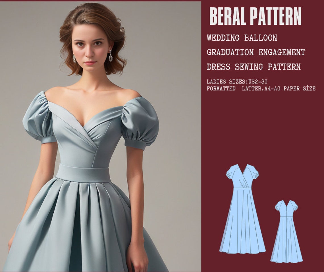 Wedding, Engagement, Prom, Graduation Dress Sewing Pattern A0 A4 US ...