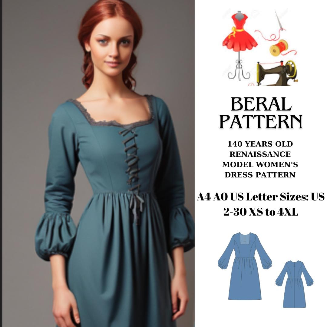 Dress Model of the 1400s|renaissance,medieval Dress|celtic Dress|a0 A4 ...