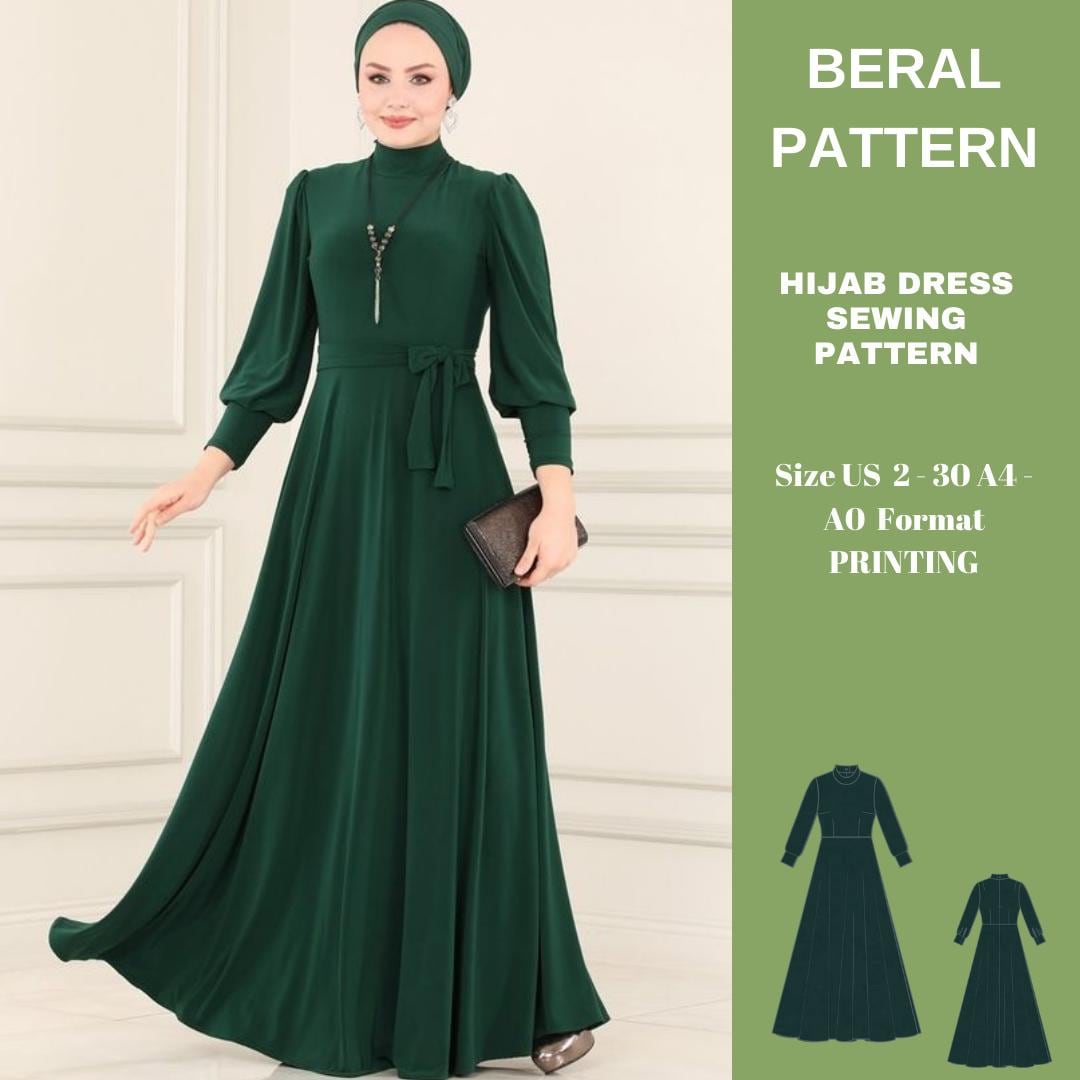 Modest Dress Bishop Long Sleeve Pattern |hijab Evening Dress |A0 A4 US ...