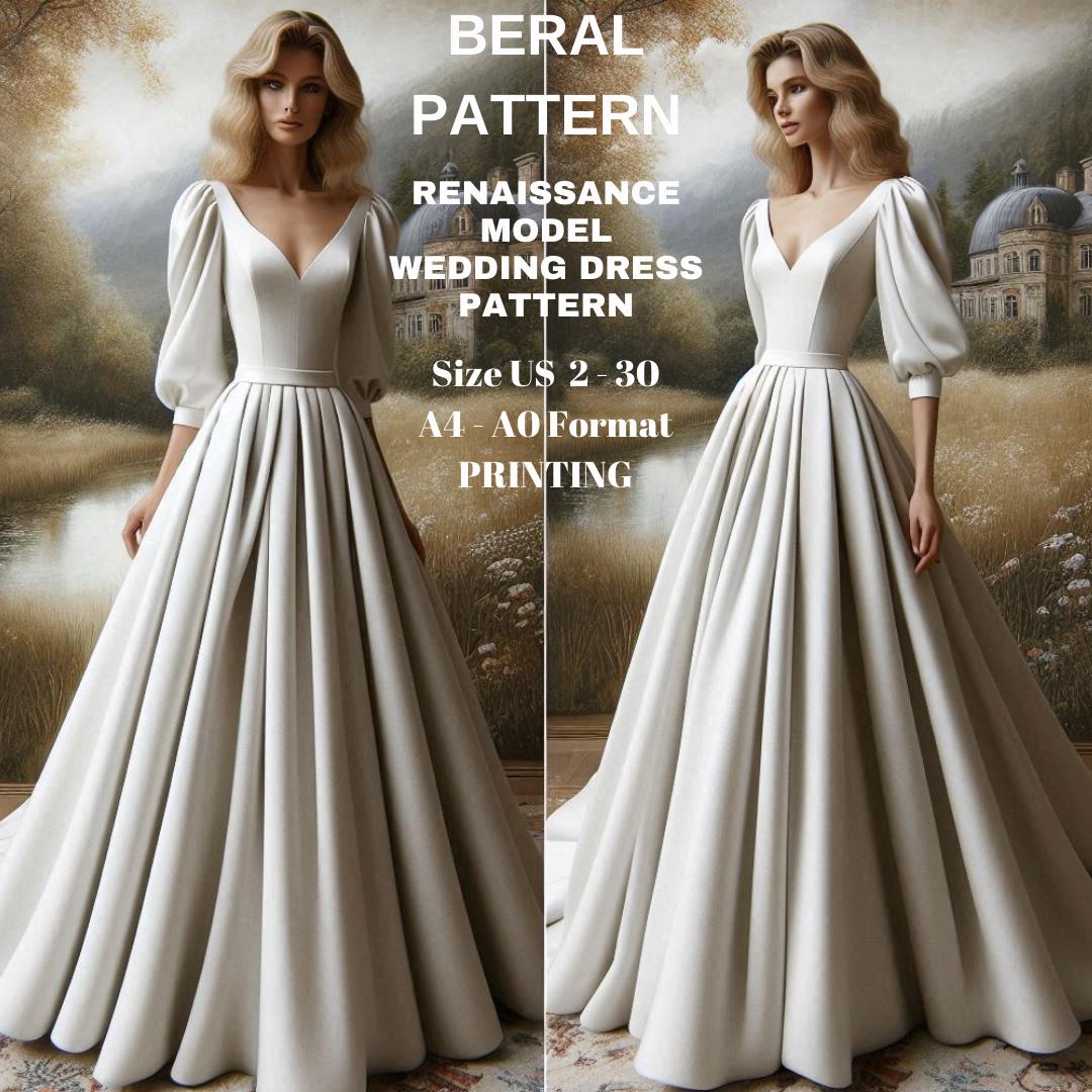 Long Evening Dress Sewing Pattern, V-neck Dress Pattern, Cocktail Dress ...