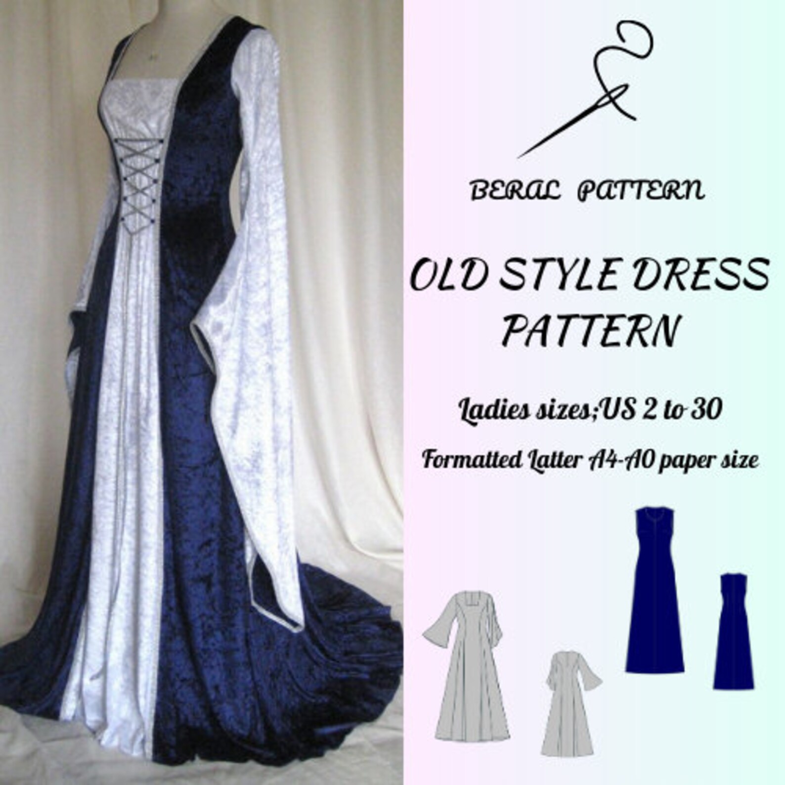 Old Style Henna Dress Old Style Double Dress Pattern renaissance Dress ...