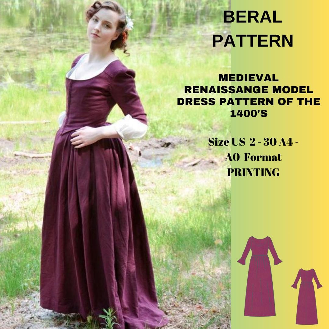 Medieval Period Dress|dress Model of the 1400s|renaissance,medieval ...
