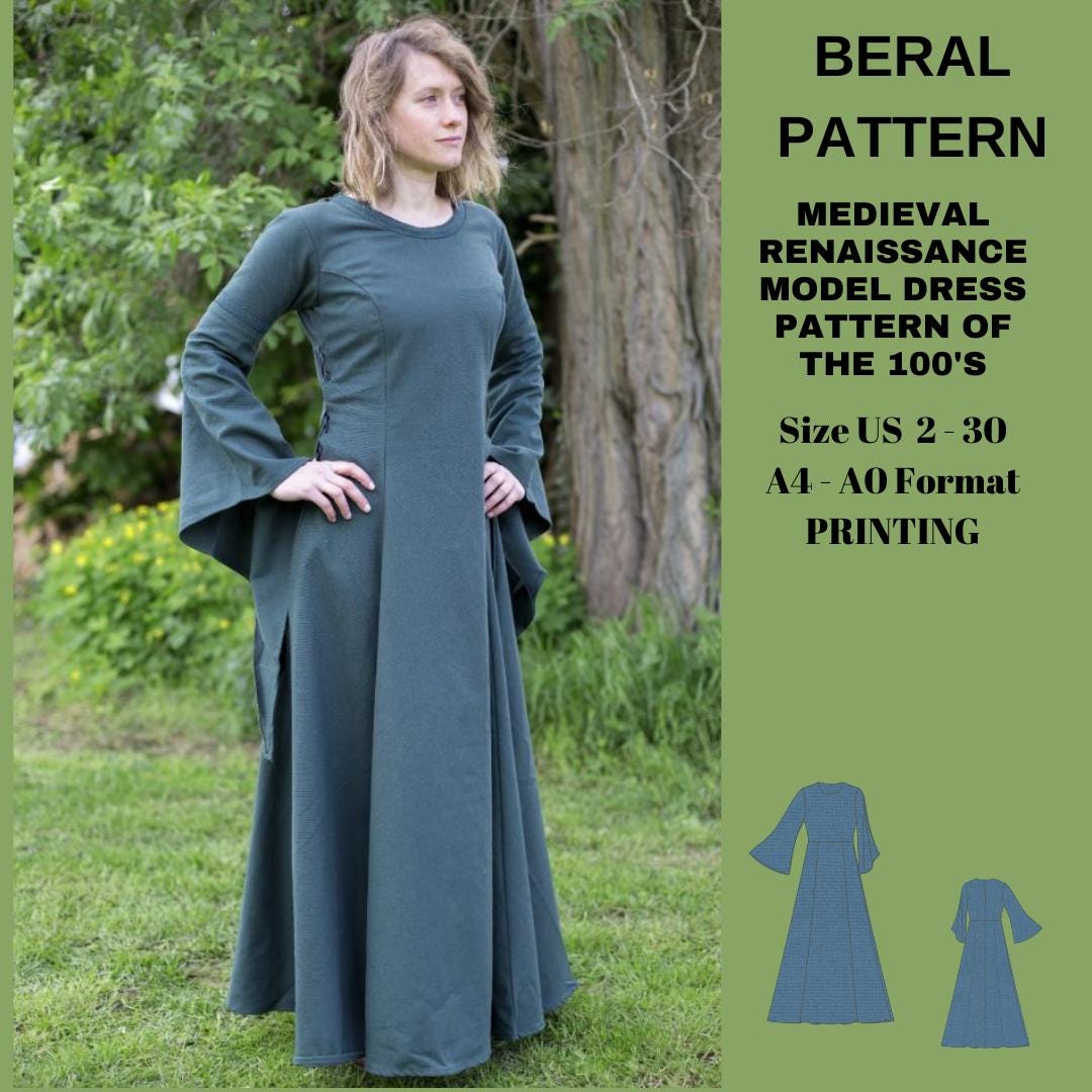 Dress Model of the 1400s|renaissance,medieval Dress|celtic Dress|a0 A4 ...