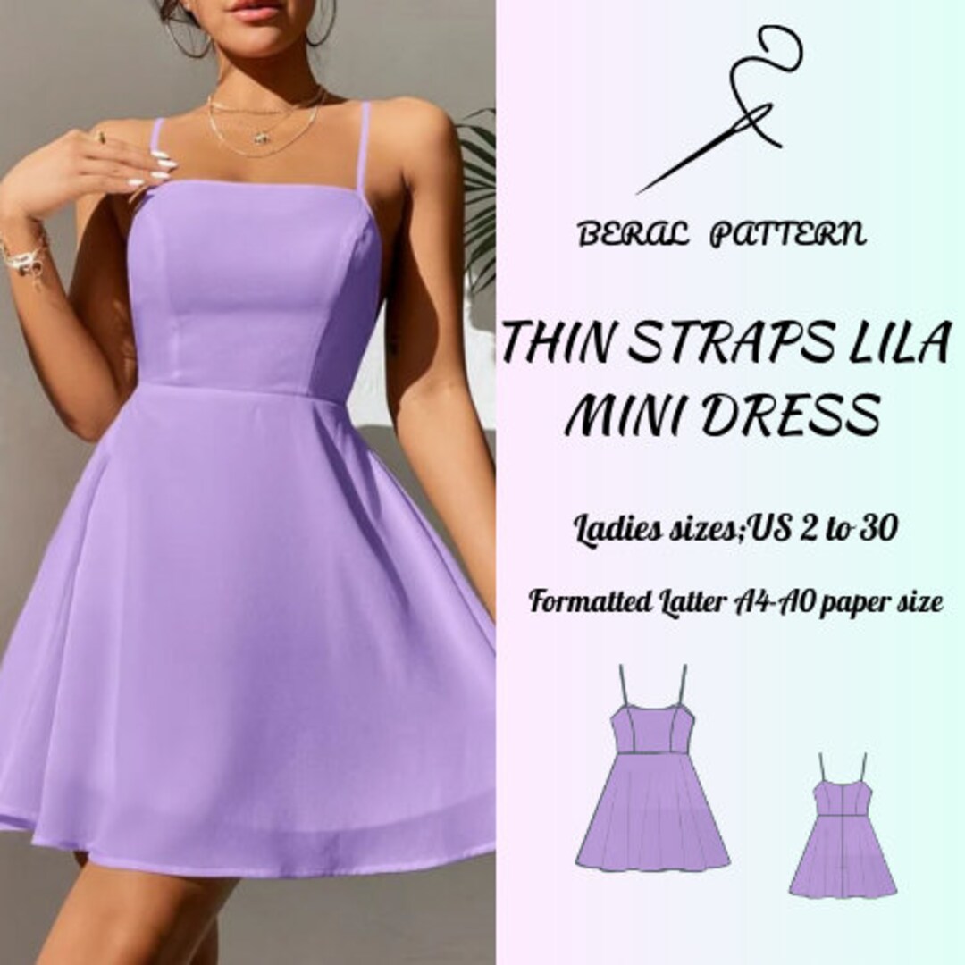 Thin Strap Lila Mini Dress|mini Dress Pattern| Dress Pattern|a0 A4 US ...