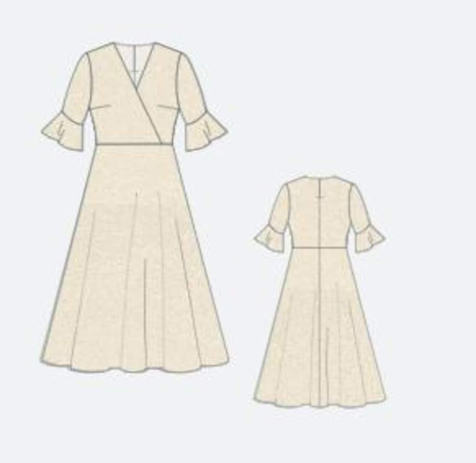 Linen Surplice Dress Sewing Pattern,plus Size Sewing Pattern-ladies ...