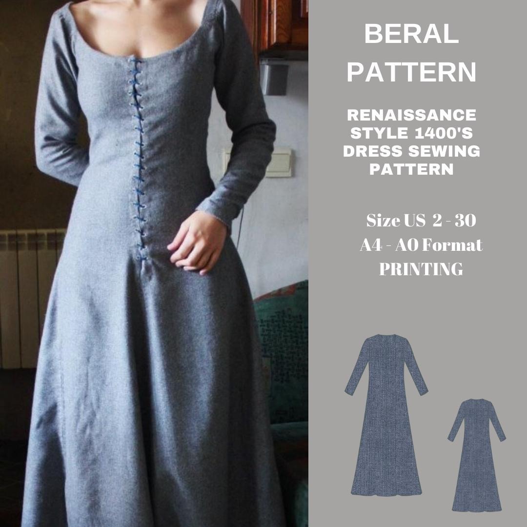 Dress Model of the 1400s|renaissance,medieval Dress|celtic Dress|a0 A4 ...