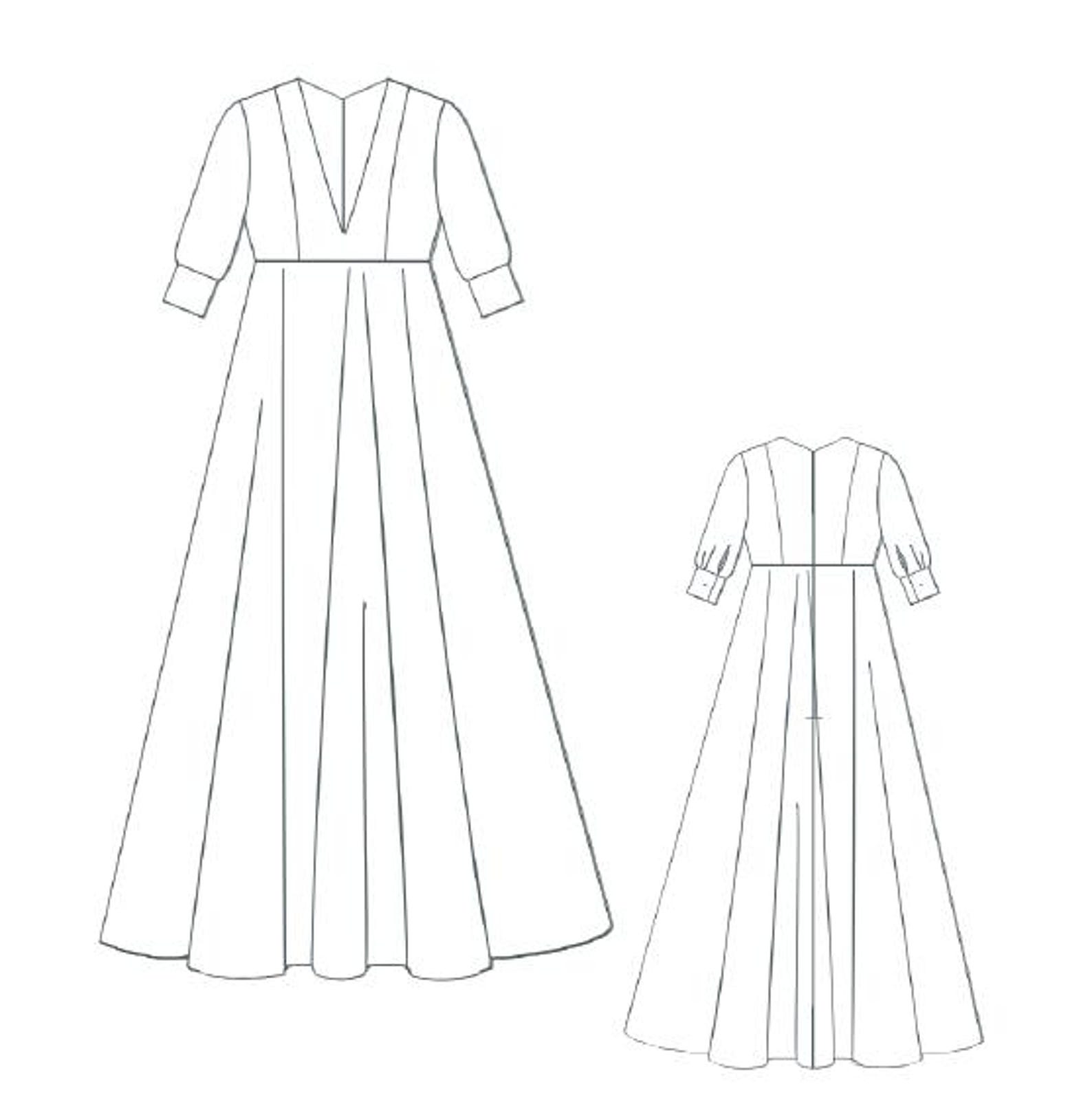 Long Evening Dress Sewing Pattern, V-neck Dress Pattern, Cocktail Dress ...