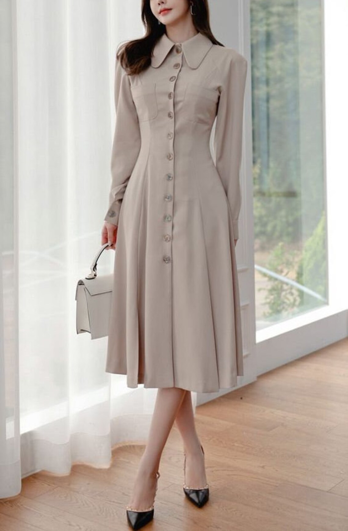 Shirt Collar Buttoned Dress Pattern|summer Dress|midi Dress Pattern ...