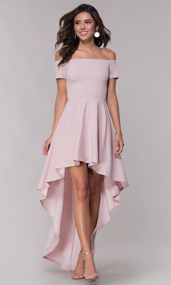 Short Front and Long Back Pink Dress|low Strap Dress|elegant Dress ...