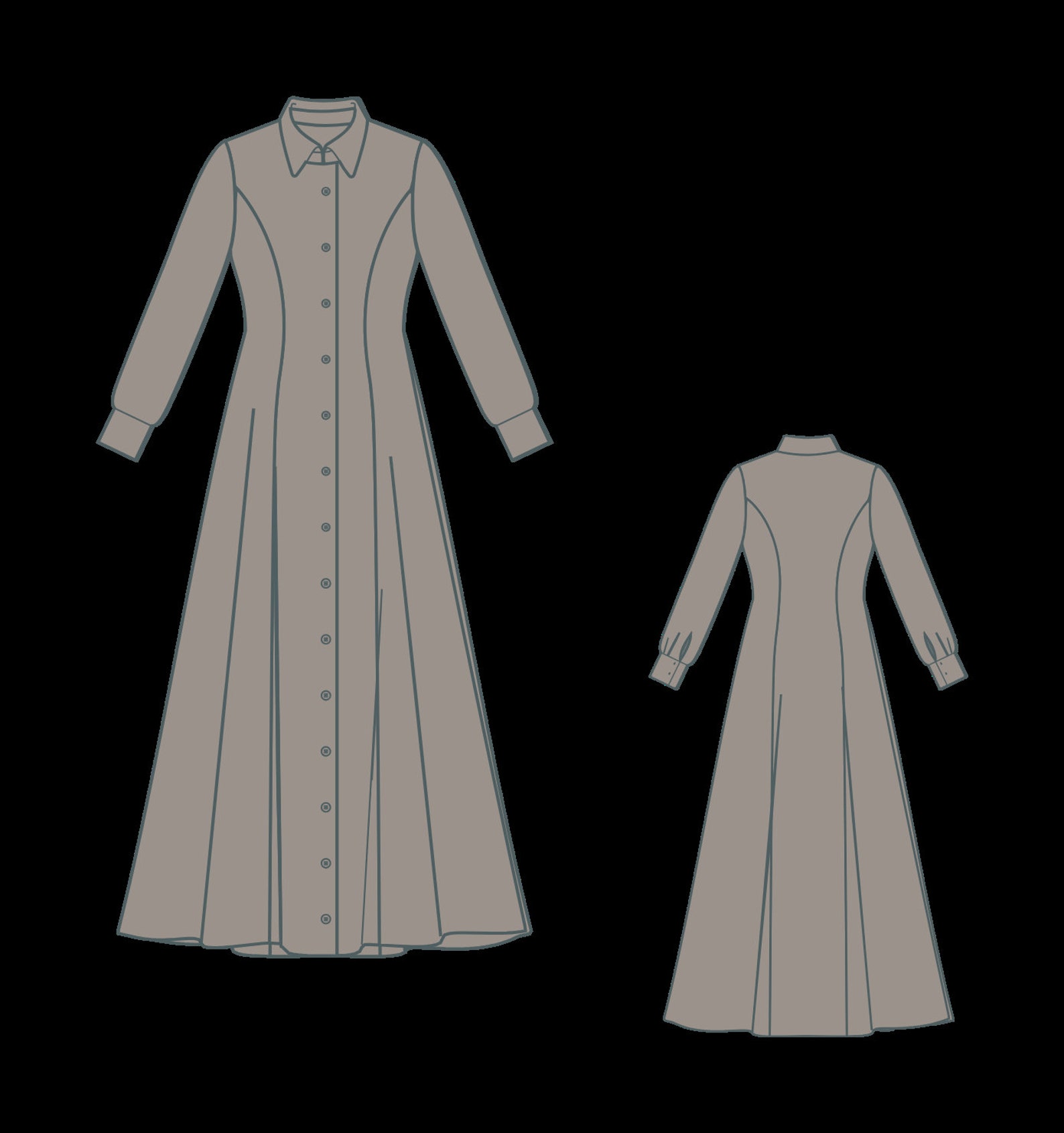 Shirt Collar Buttoned Dress Pattern|summer Dress|midi Dress Pattern ...
