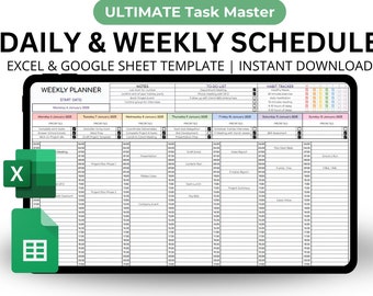 EDITABLE To-do List Excel Template Daily Weekly Monthly Annually Task ...