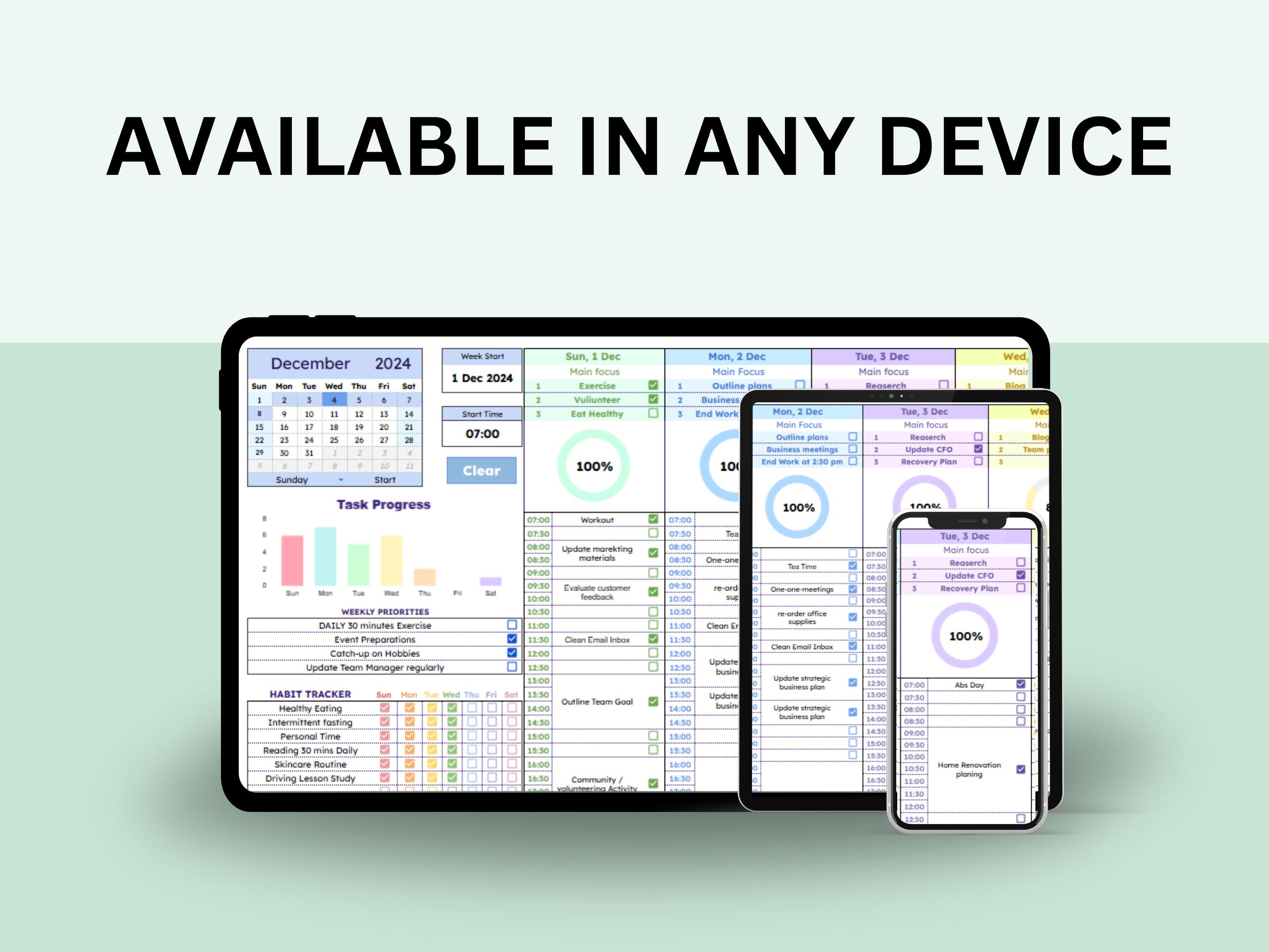 Editable Time Blocking Planner Daily and Weekly Planner Spreadsheet ...