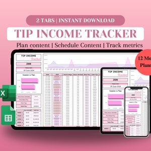 Tip Income Tracker Spreadsheet 2024 | Tip Log Tip Shift Tracker | Money ...