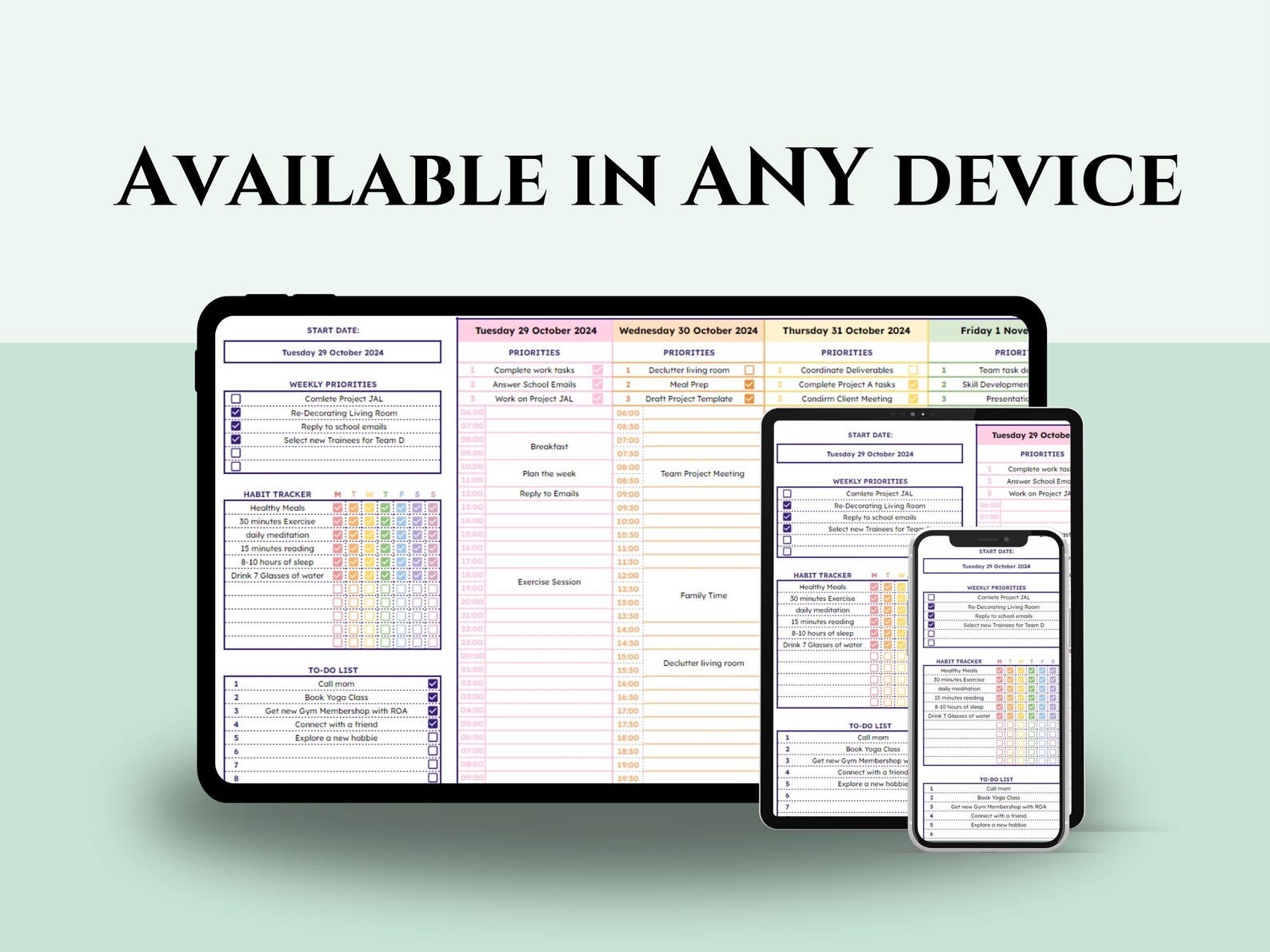 Editable Excel Planner Digital Planner Weekly Agenda Digital Daily ...