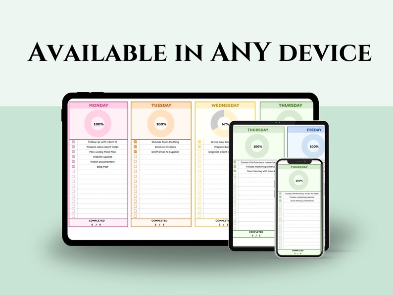 Daily Weekly Planner With Checkboxes and Progress Tracker Daily Weekly ...